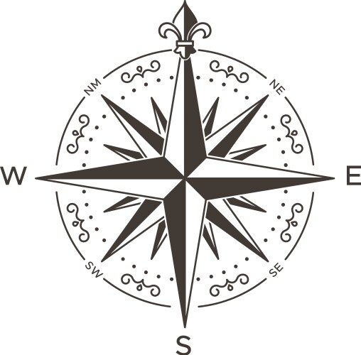 Compass with fleur-de-lis Royalty Free Vector Image