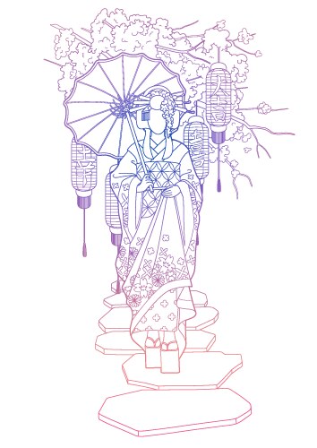Geisha Portrait Poster Stencil For Stickers Vector Image