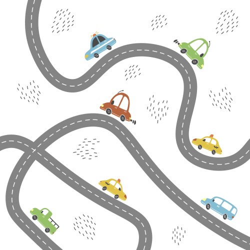 Kids city map transport and road Royalty Free Vector Image