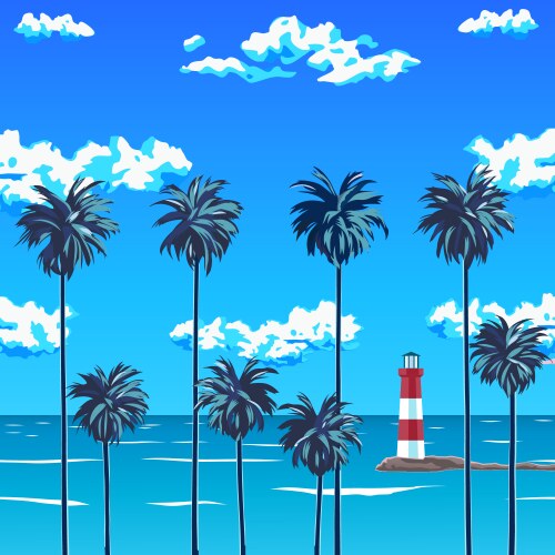Palm trees and sea Royalty Free Vector Image - VectorStock