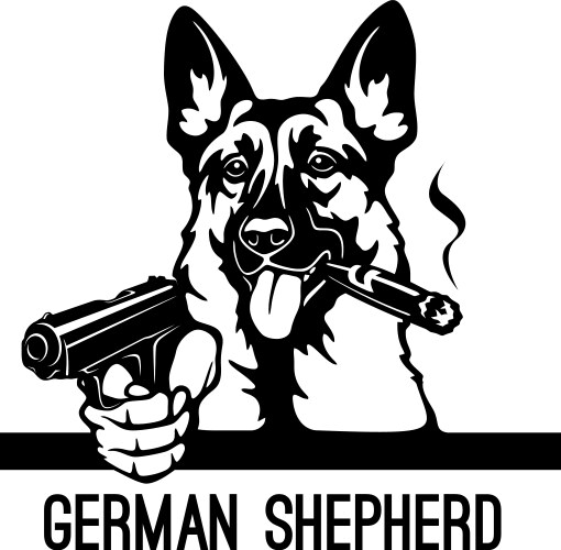 Bad german shepherd with gun - dog Royalty Free Vector Image