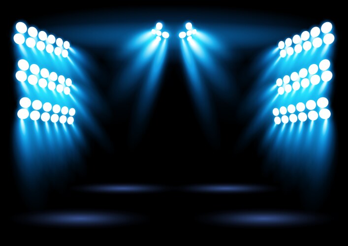 Bright blue stadium arena lighting spotlight Vector Image