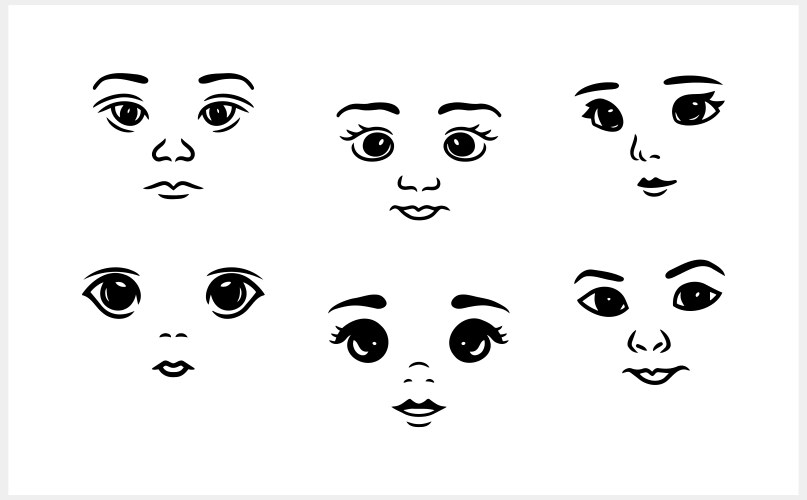 Cute anime face isolated manga style hand drawn Vector Image