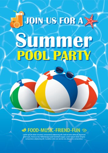 Water games with inflatables lettering poster Vector Image