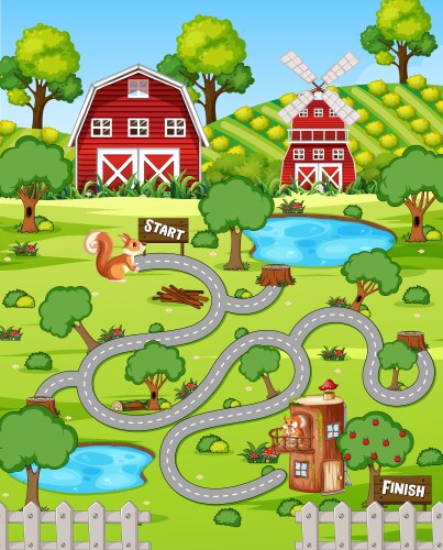 Board game with a farm background Royalty Free Vector Image