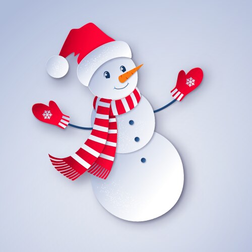 Christmas snowman character wearing santa hat Vector Image