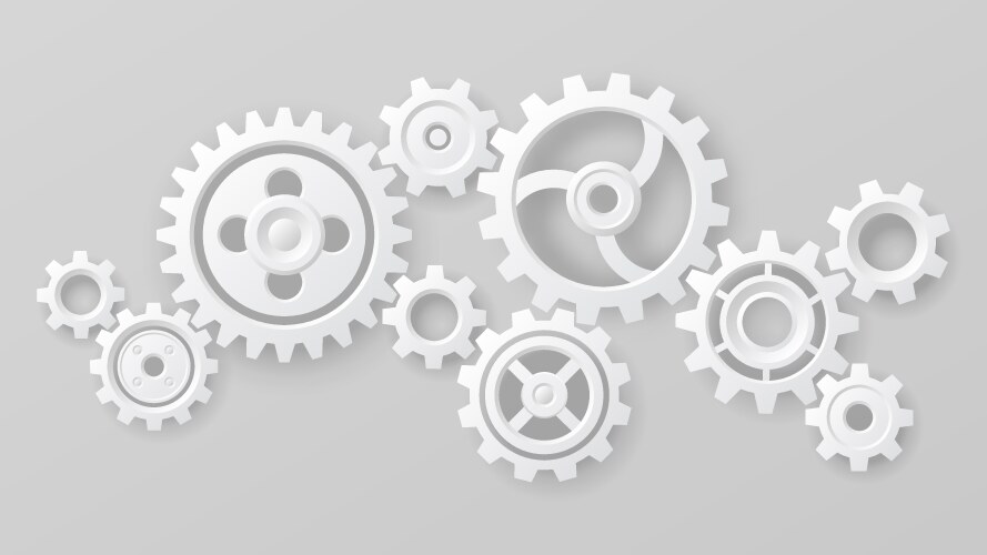 Connected cogs gears Royalty Free Vector Image