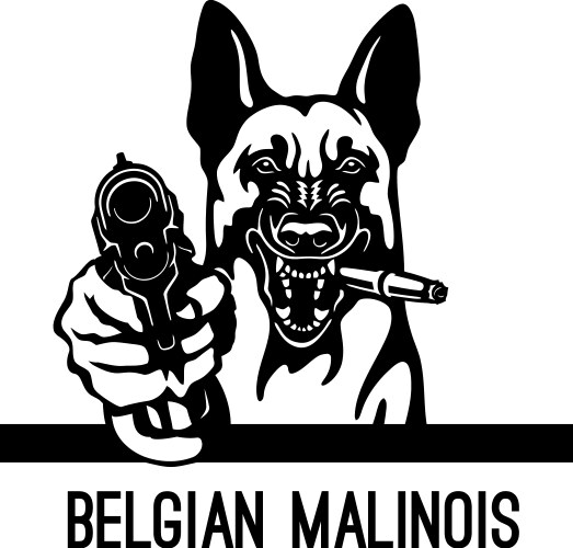 Bad german shepherd with gun - dog Royalty Free Vector Image
