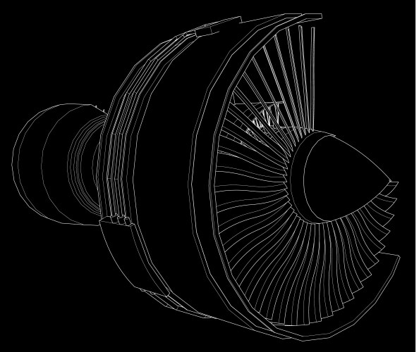 Turbofan Engine Drawings - Technical Schematic Vector Image