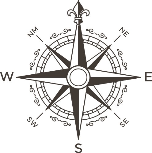 Compass with fleur-de-lis Royalty Free Vector Image