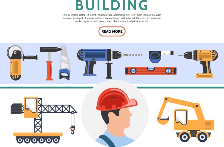 Flat building construction concept Royalty Free Vector Image