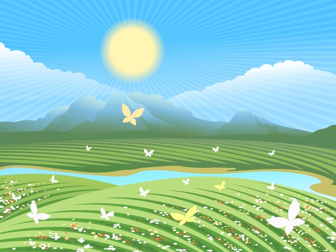 Spring landscape Royalty Free Vector Image - VectorStock