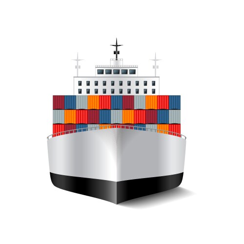 Front view of a cargo ship Royalty Free Vector Image