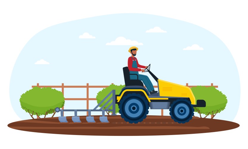 Farmer driving a red tractor Royalty Free Vector Image