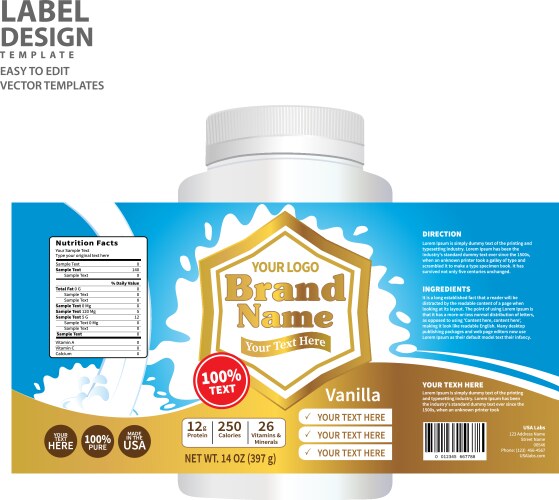 Label and packaging template design Royalty Free Vector