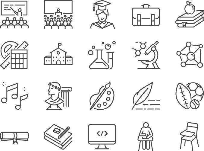Teacher icon set in thin line style Royalty Free Vector