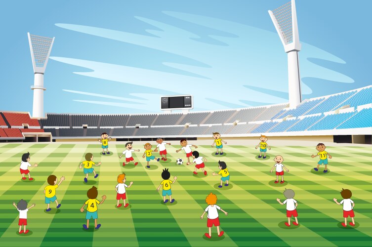 Empty football stadium field silhouettes of fans Vector Image