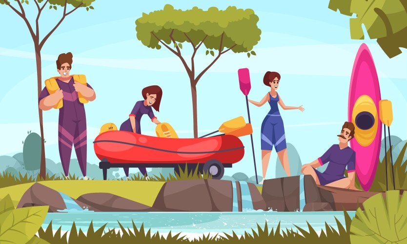 People rafting Royalty Free Vector Image - VectorStock