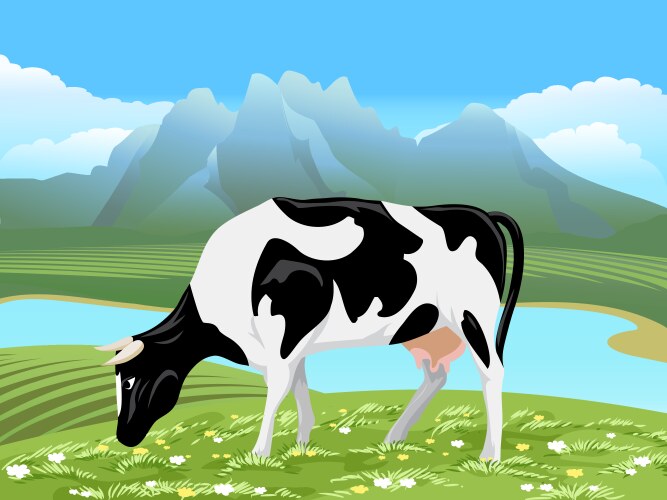 Art of cow and sheep in a rural landscape – Royalty-Free Vector ...