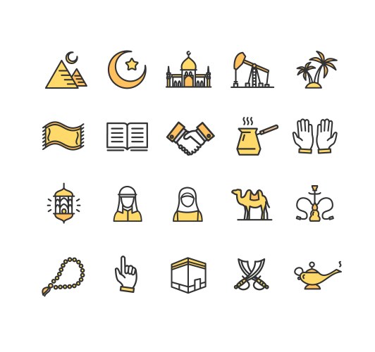 Islamic website icons set Royalty Free Vector Image