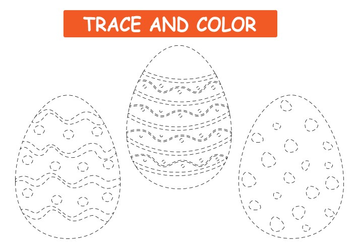 Children worksheet coloring and tracing easter Vector Image
