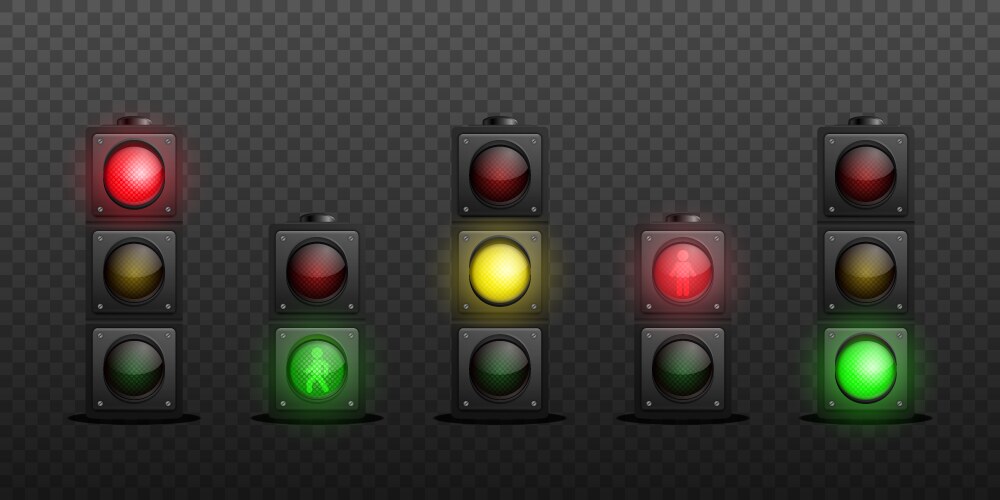 3d realistic road traffic lights isolated Vector Image