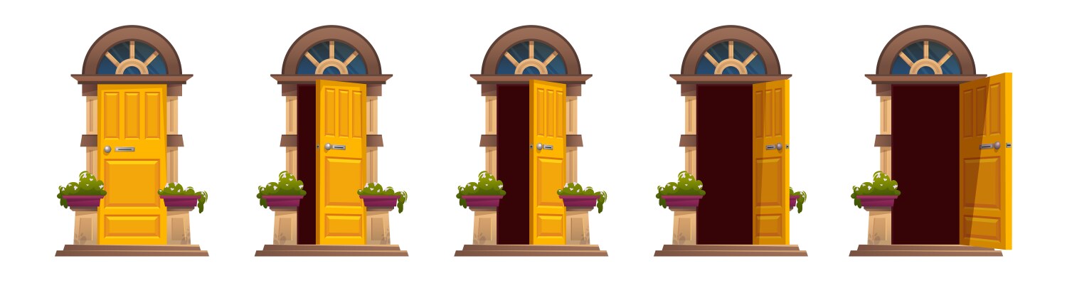 Door opening process steps Royalty Free Vector Image