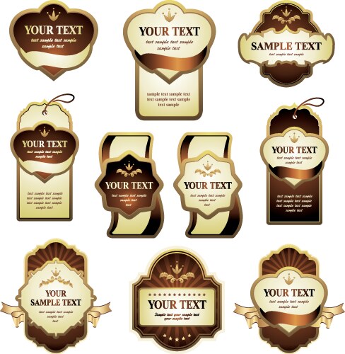 Gold framed labels Royalty Free Vector Image - VectorStock