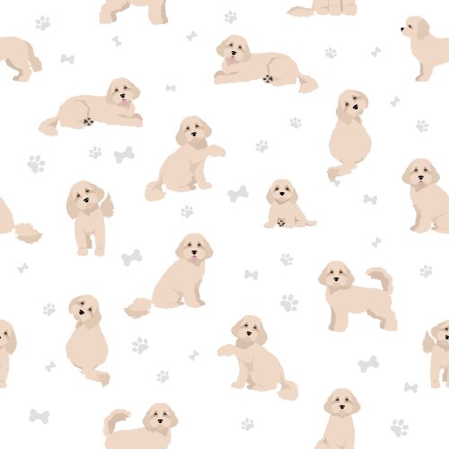 Cavapoo mix breed seamless pattern Royalty Free Vector Image