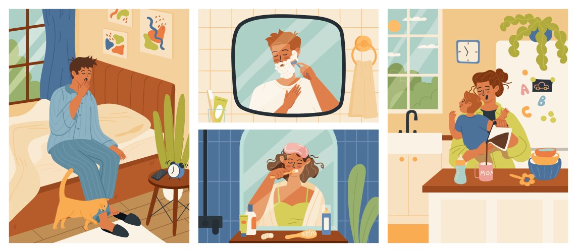 Daily Life Routine Cartoon Vector Images (over 1,700)