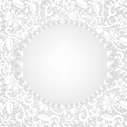 Lace background and pearl necklace Royalty Free Vector Image