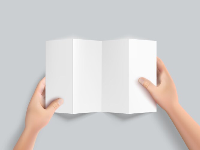 Open and closed trifold paper booklet with shadow Vector Image