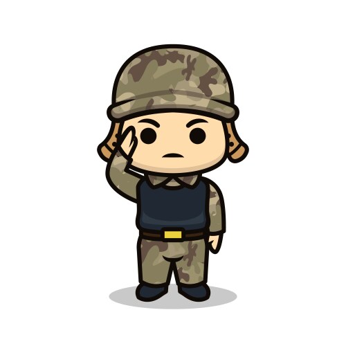 Cartoon army soldier saluting on white background Vector Image