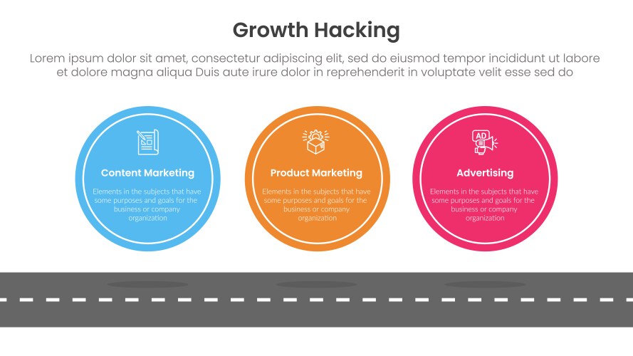 Growth hacking infographic 3 point with big shape Vector Image