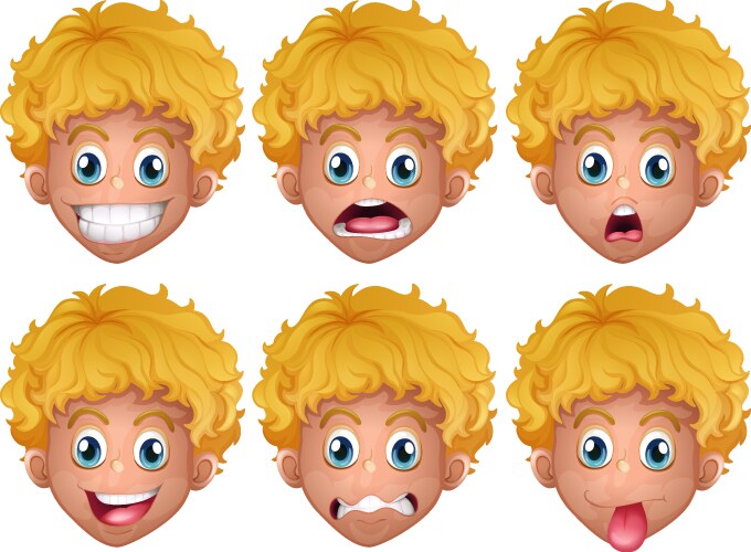 Boy with Different Facial Expressions Vector Images (over 1,400)