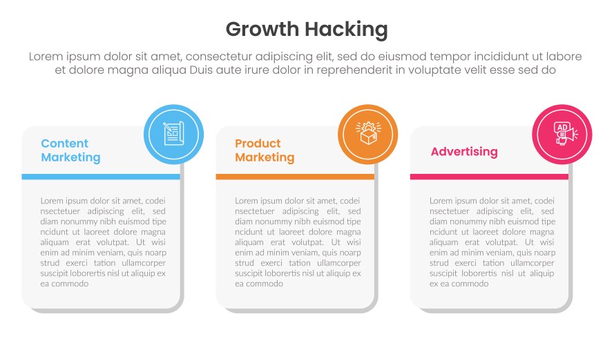 Growth hacking infographic 3 point with big Vector Image