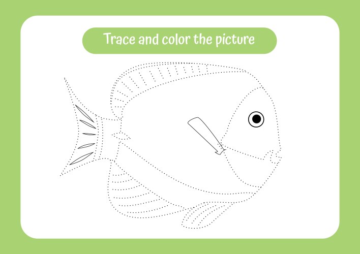 Drawing and vocabulary worksheet trace colour Vector Image