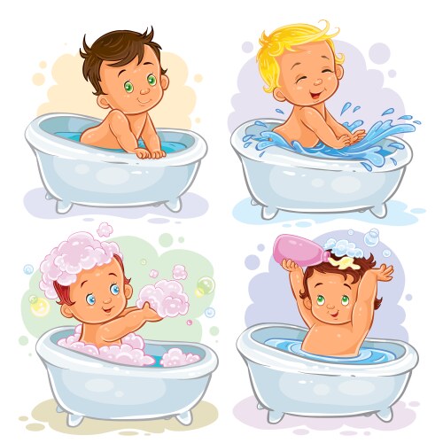 Cartoon child taking a bath Royalty Free Vector Image