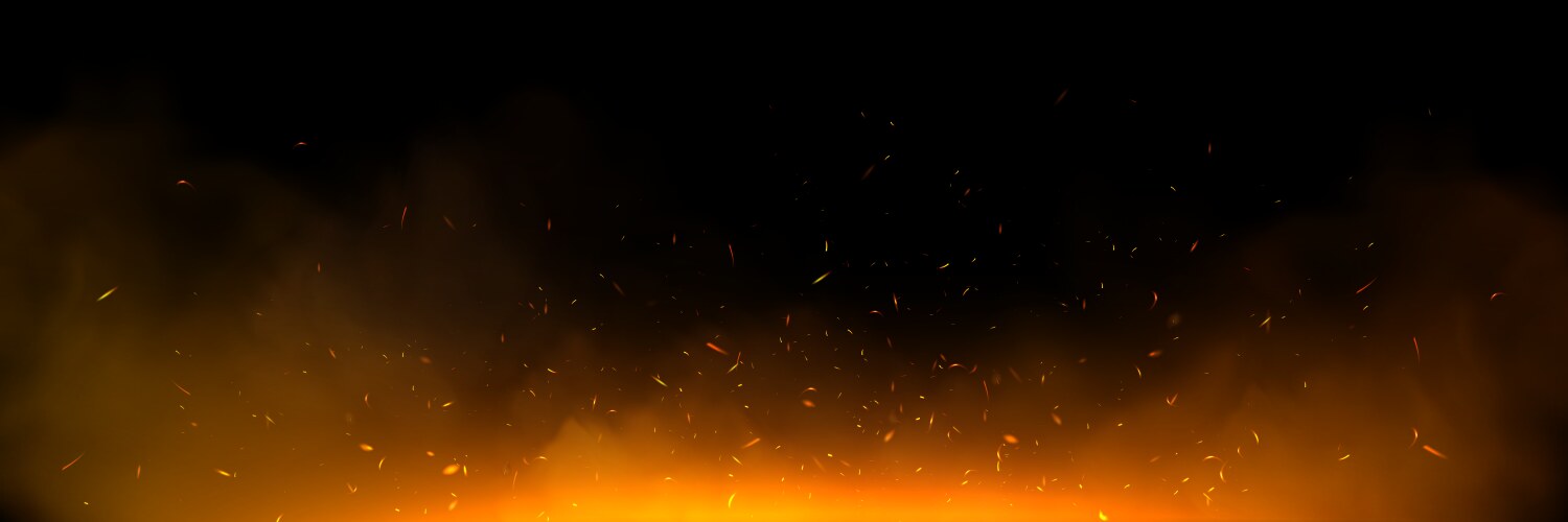 Red fire and smoke overlay with flame spark glow Vector Image