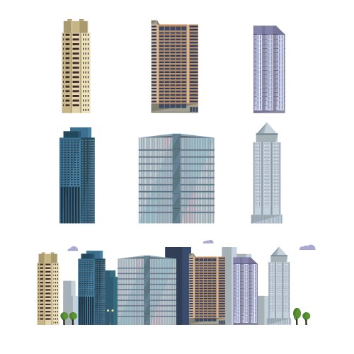 Buildings and modern city houses building Vector Image