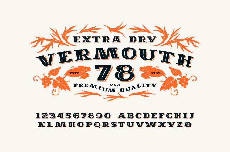 Ornate serif typeface Royalty Free Vector Image