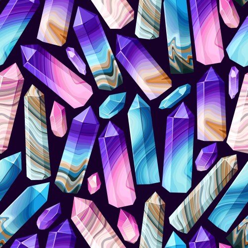 Seamless pattern with crystal and geode Royalty Free Vector