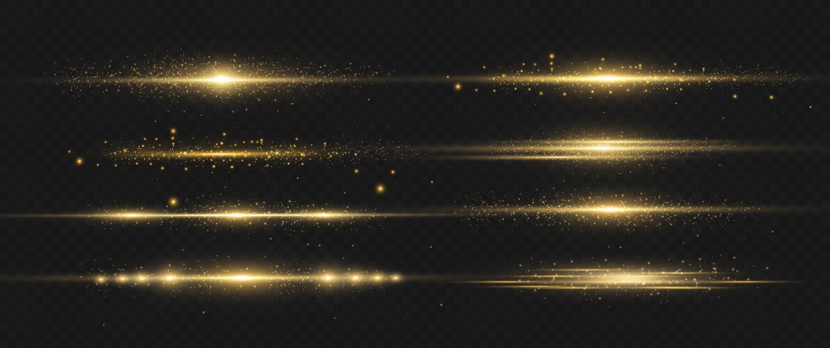 Golden glow line yellow horizontal light rays Vector Image