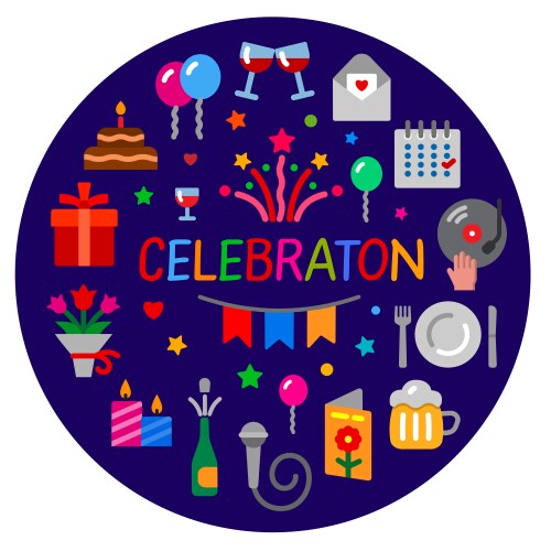 Celebrations and event stickers Royalty Free Vector Image
