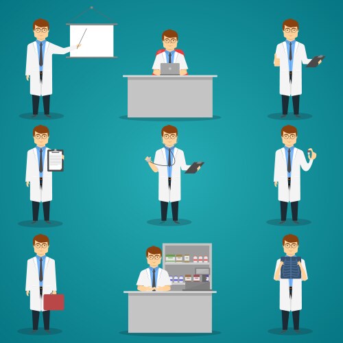 Medical treatment icons set Royalty Free Vector Image