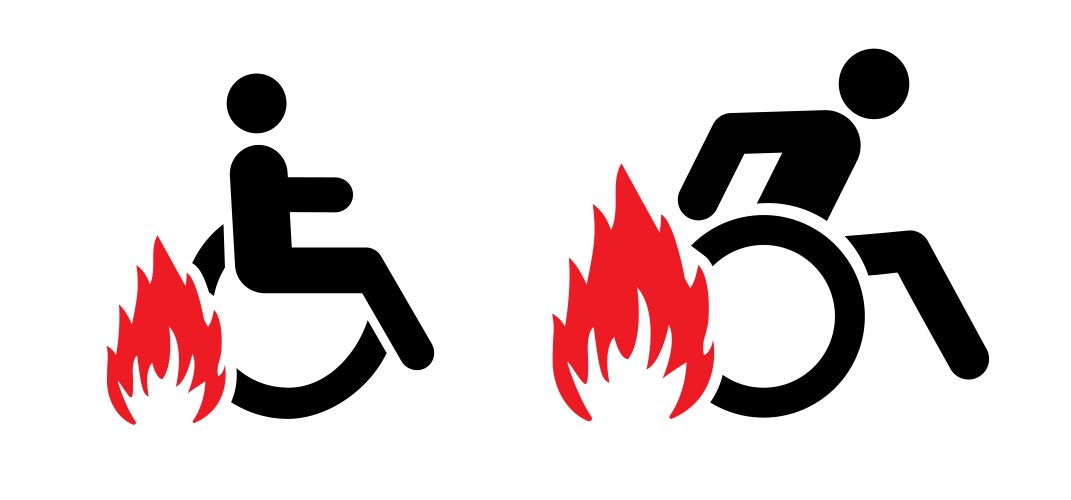 Fire patient evacuation exit concept flaming Vector Image