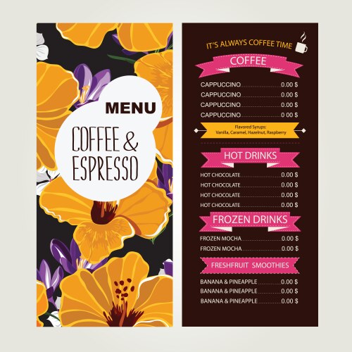 Cafe menu template design Royalty Free Vector Image
