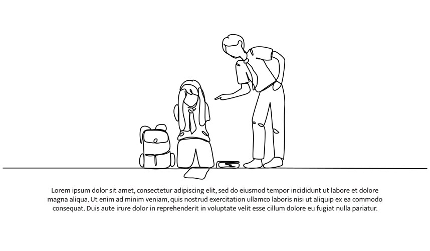 Continuous one line design of bullying in school Vector Image