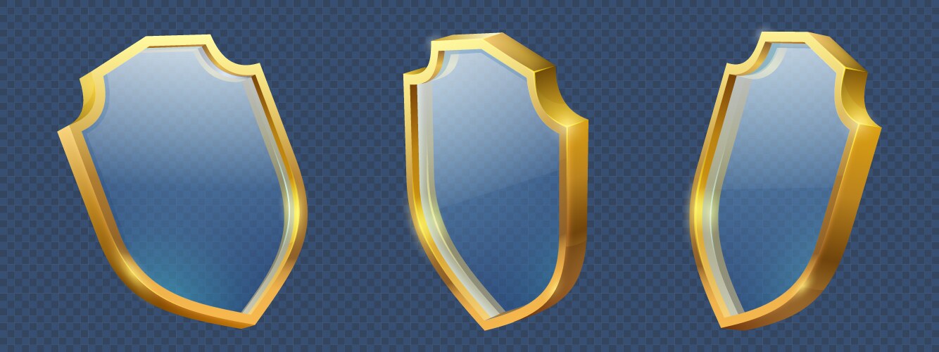 Golden shields set heraldic in gold Royalty Free Vector