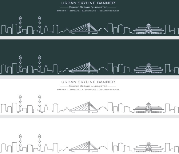 Key west single line skyline profile banner Vector Image